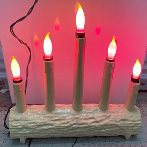 Vintage Rare Mid Century Yule Log Candelabra Candolier Light up Hard ...