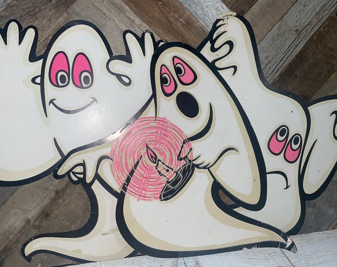 Vintage Authentic Beistle Glow in the Dark Ghost LOT of Three Paper ...
