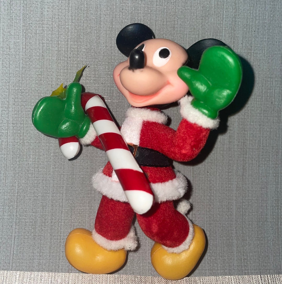 Vintage Flocked Mickey Mouse in Santa Claus Suit Plastic Christmas ...
