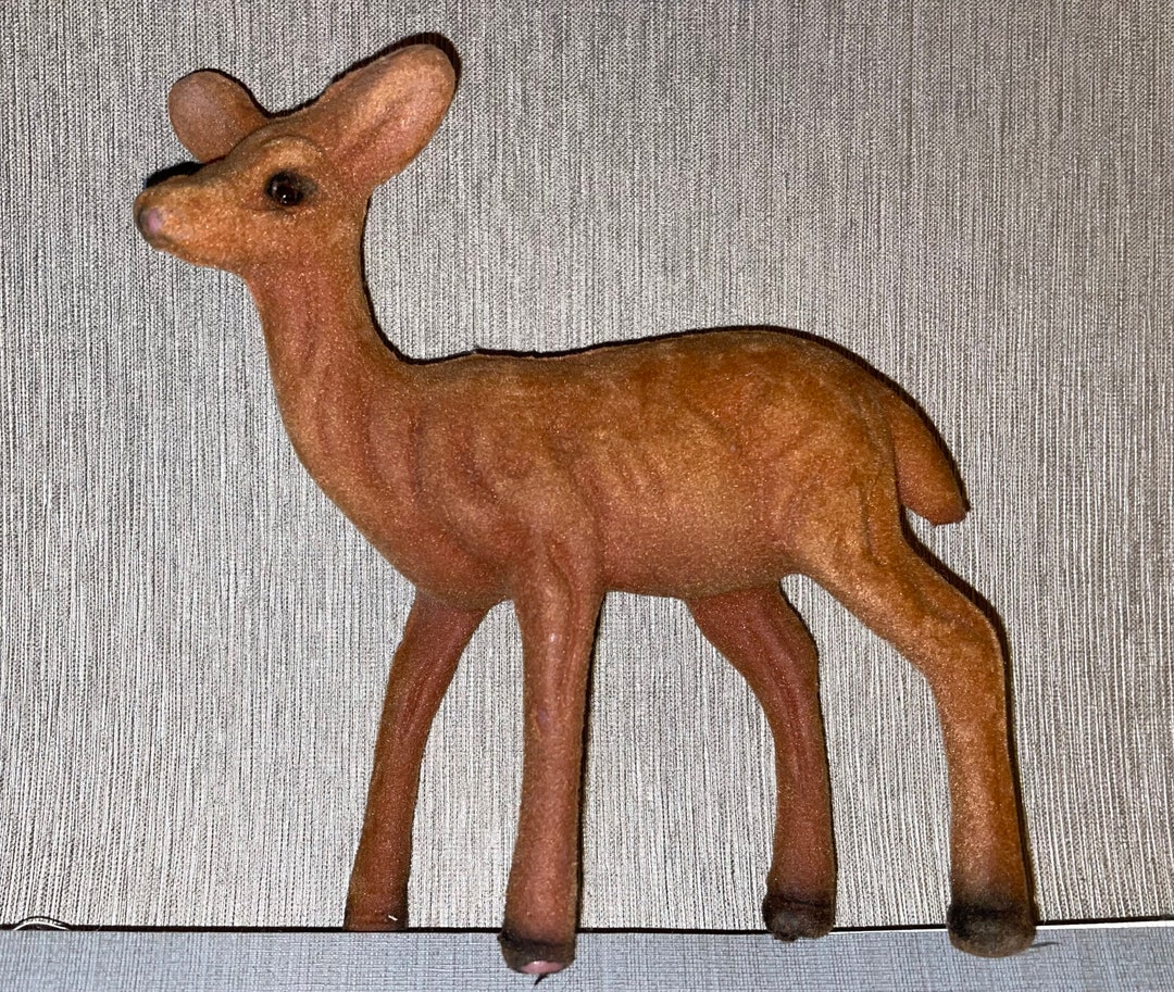 Vintage Flocked Deer Statue Figurine Figure Christmas Decor - Etsy
