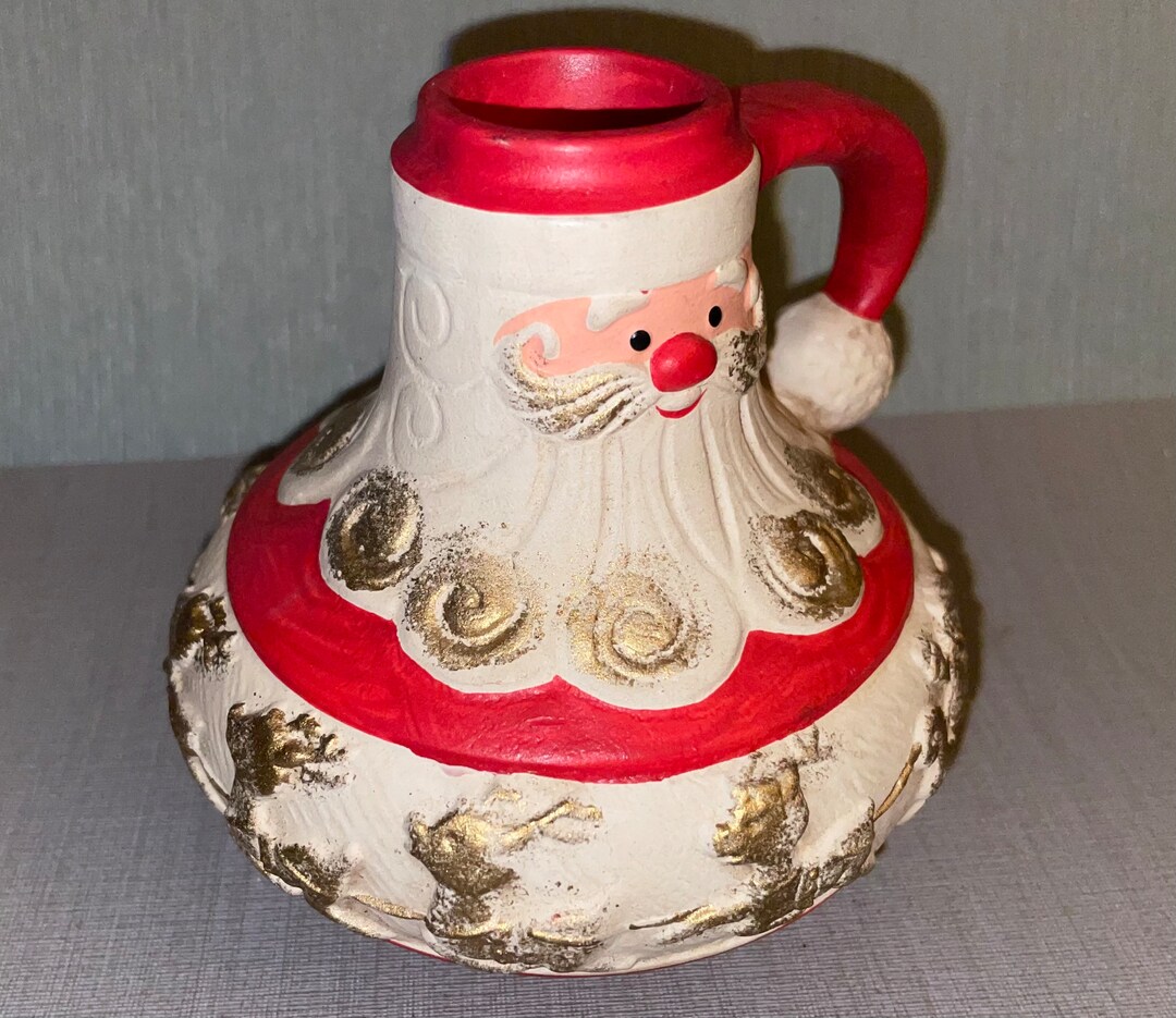 Vintage 60s Santa Claus Hand Painted Ceramic Candle Holder by Classique ...