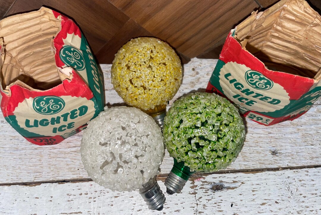 Vintage Mid Century Green Yellow and White GE Lighted Ice Light Bulb ...