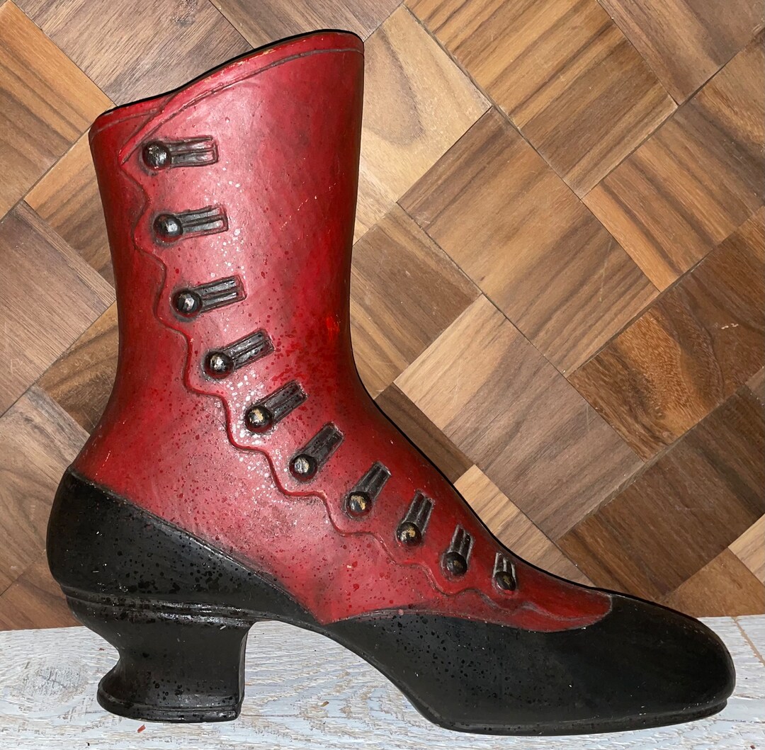 Vintage Red and Black Victorian Boot Wall Decor - Etsy