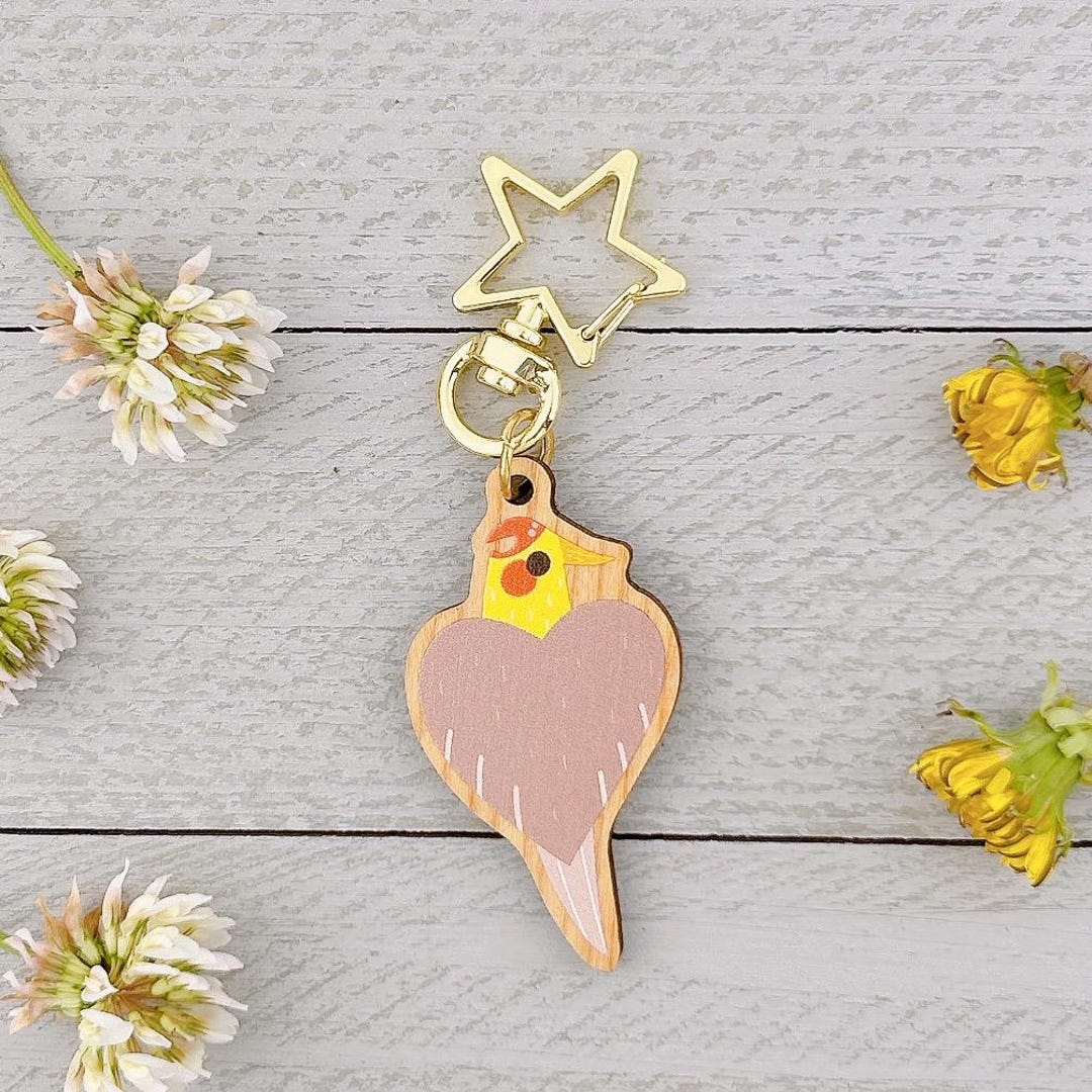 Cockatiel Parrot Wooden Keychain, Bird Lover Gift - Etsy