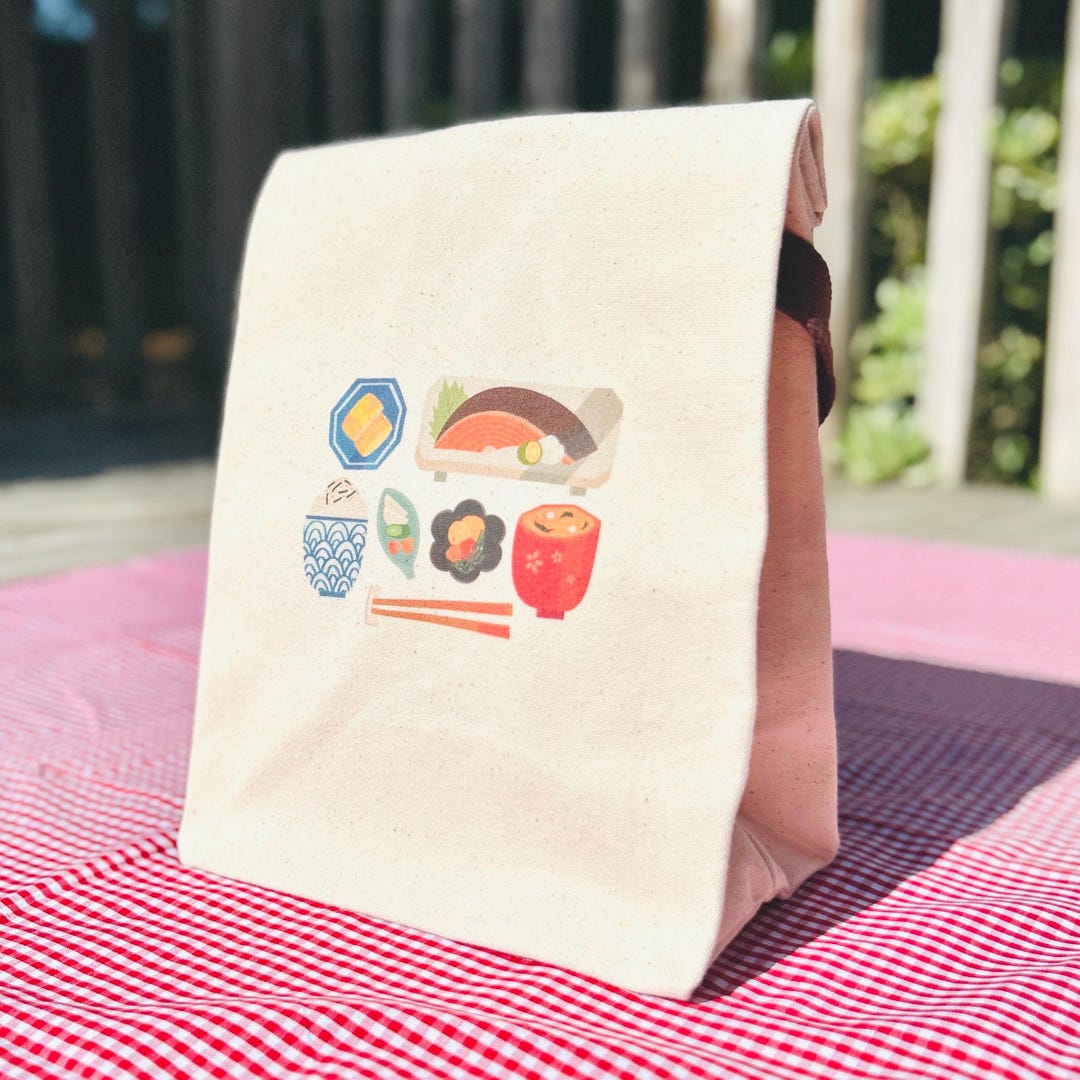 Japanese Food Canvas Lunch Bag, Japanese Course Meal Bento Lunch Bag ...
