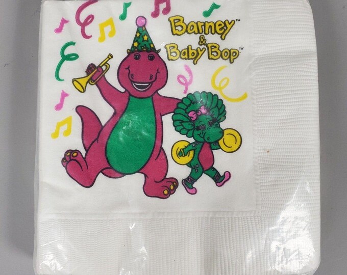 Vintage 1993 Hallmark Barney & Baby Bop New in Package 16 Party Napkins ...