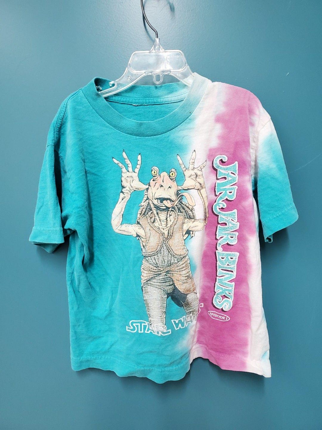 Rare & Vintage Star Wars Jar Jar Binks Blue Pink White Tie Dye Shirt ...