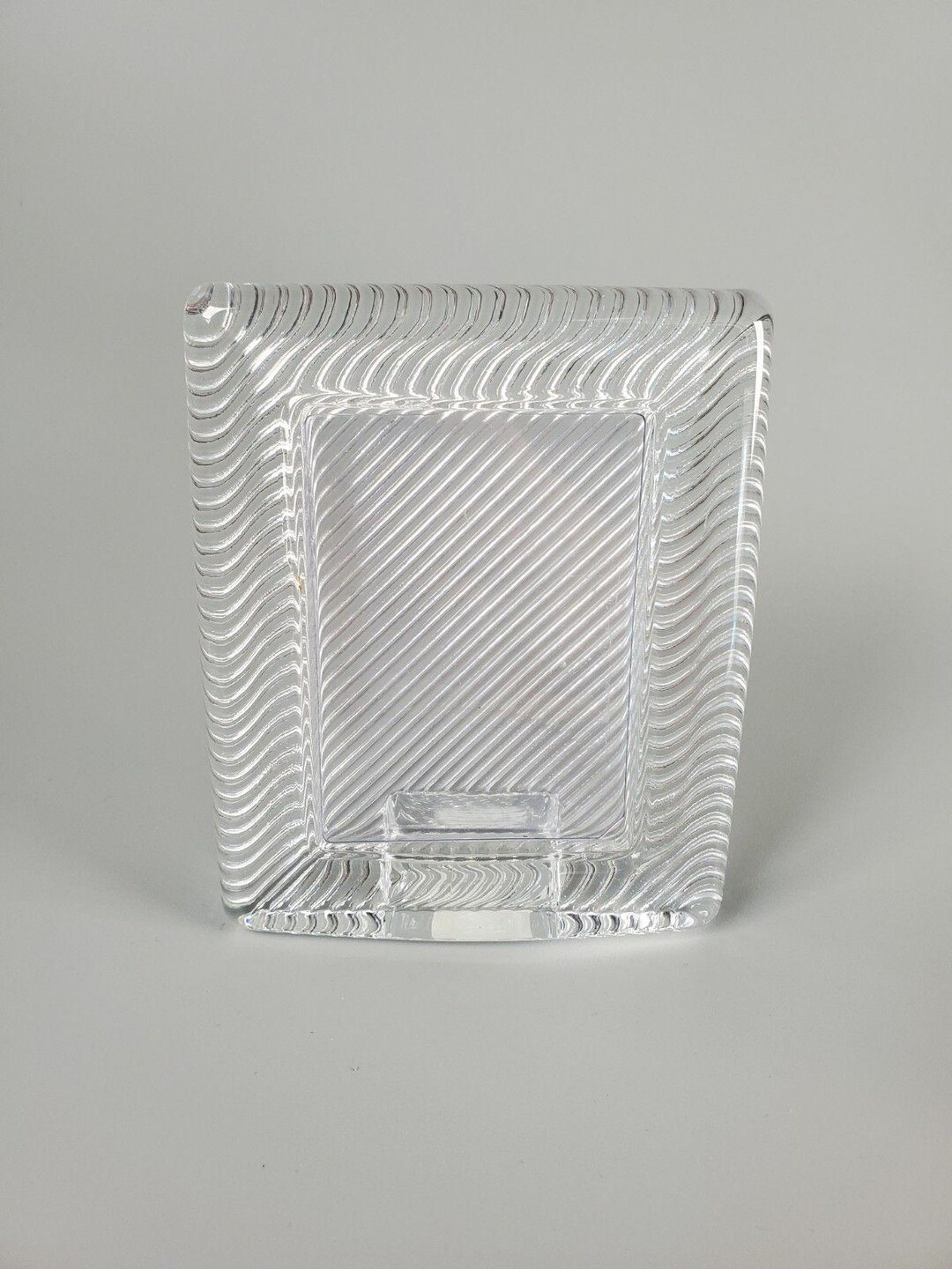 Vintage MIKASA Art Deco Picture Frame Clear Heavy Ribbed Crystal Glass ...