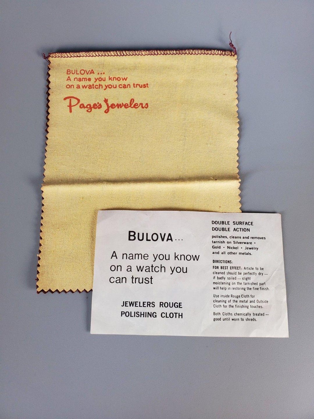 Vintage Bulova Watch Jewelers Rogue Polishing Cloth From Page's Jewelry ...