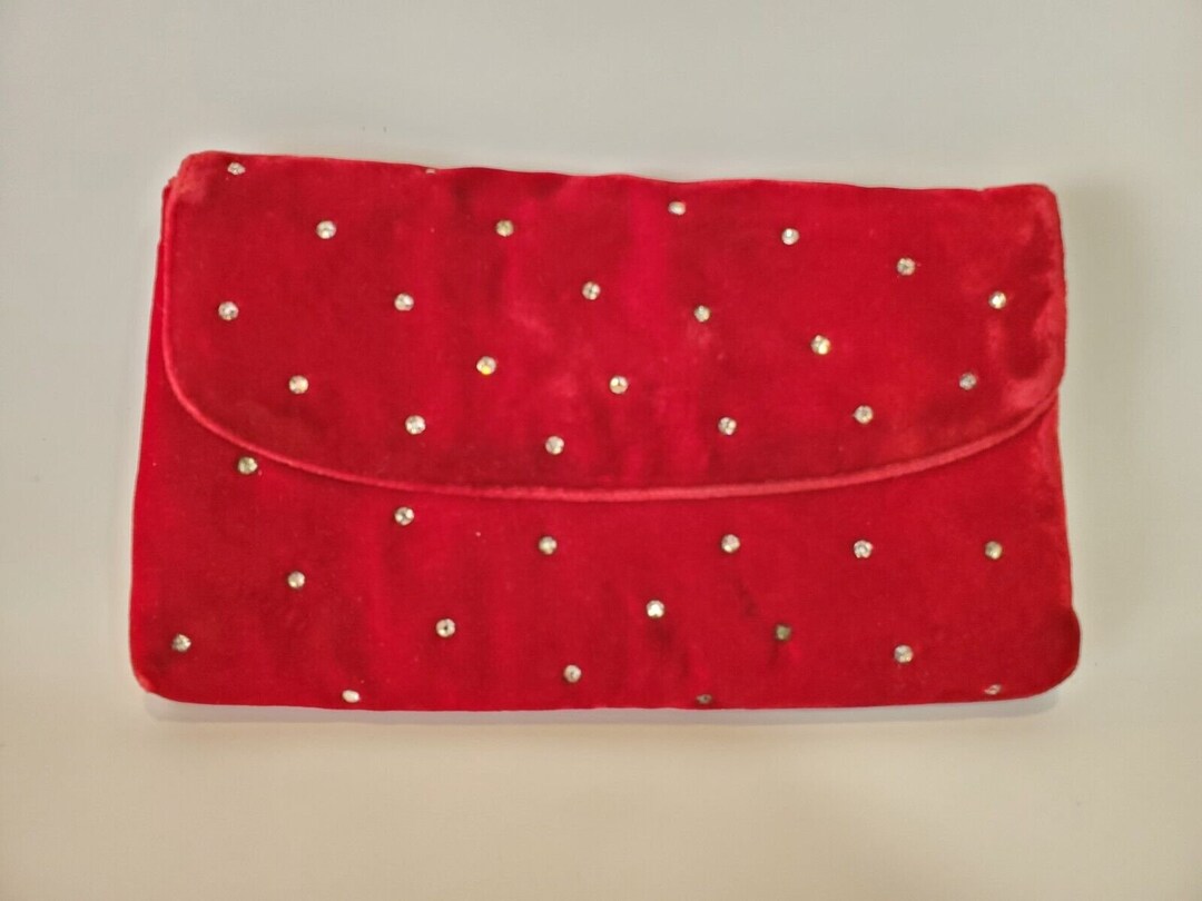 Vintage MM Morris Moskowitz Red Velvet Rhinestone Evening Clutch Bag - Etsy