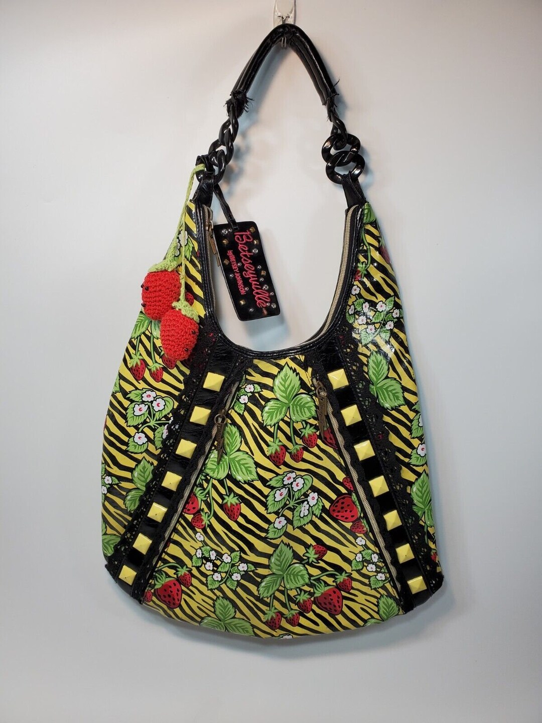 Vintage Betsyville by Betsy Johnson Yellow Zebra Strawberry Shoulder ...