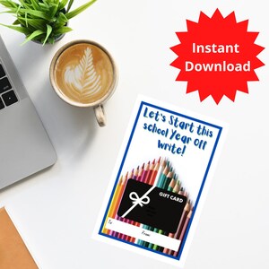 Back to School Printable, Back to School Gift, Printable Gift Card ...