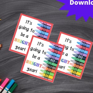 Bright School Year Tag, Back to School Gift Tag, Back to School Year ...