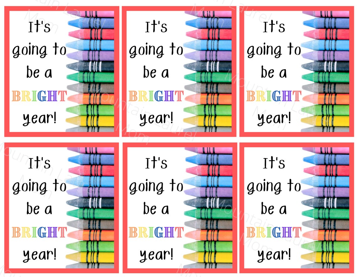 Bright School Year Tag, Back to School Gift Tag, Back to School Year ...