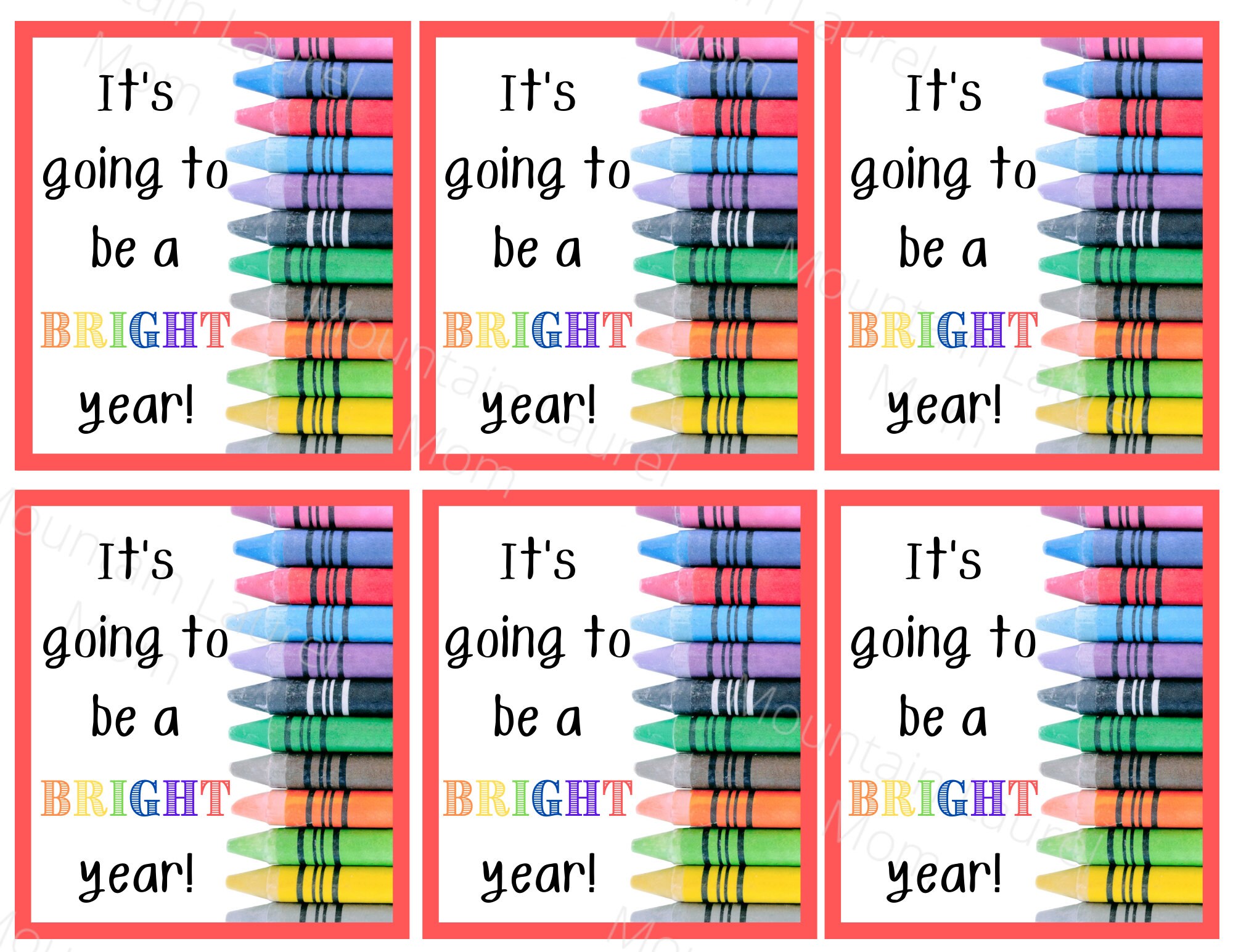 Bright School Year Tag, Back to School Gift Tag, Back to School Year ...
