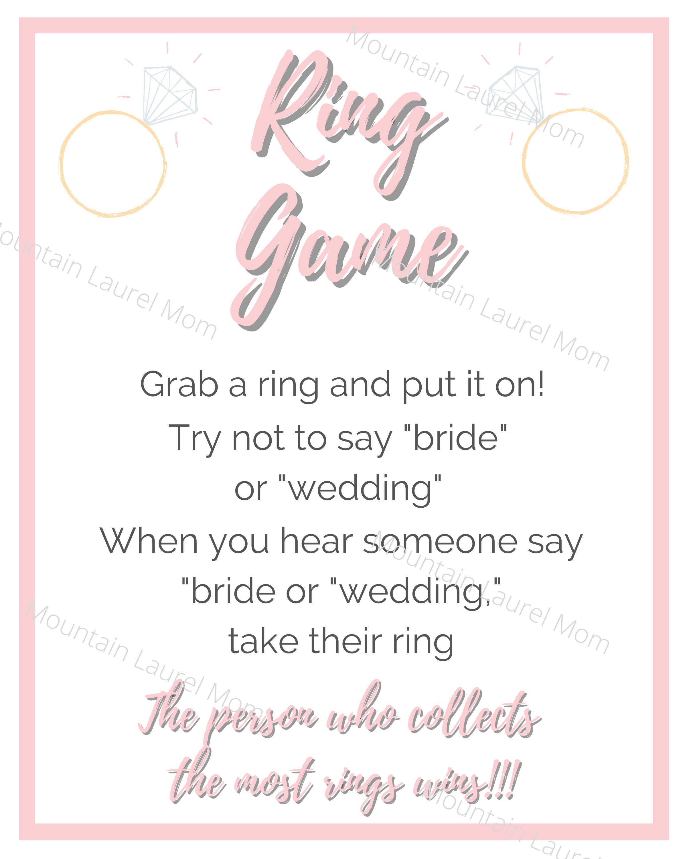 Bachelorette or Bridal Shower Game, the Ring Game, Please Take a Ring ...