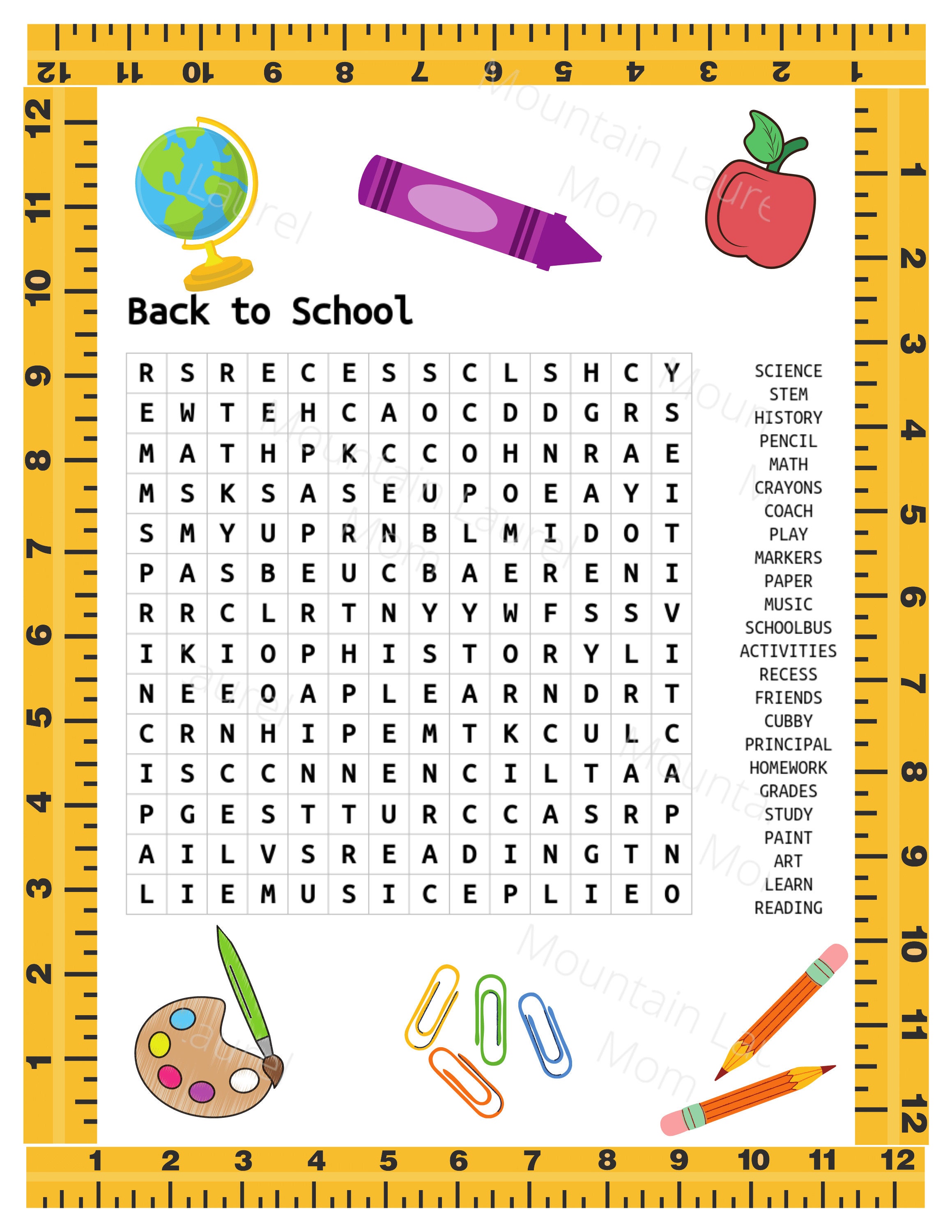 Back to School Word Search, Back to School Printable, School Word Games ...