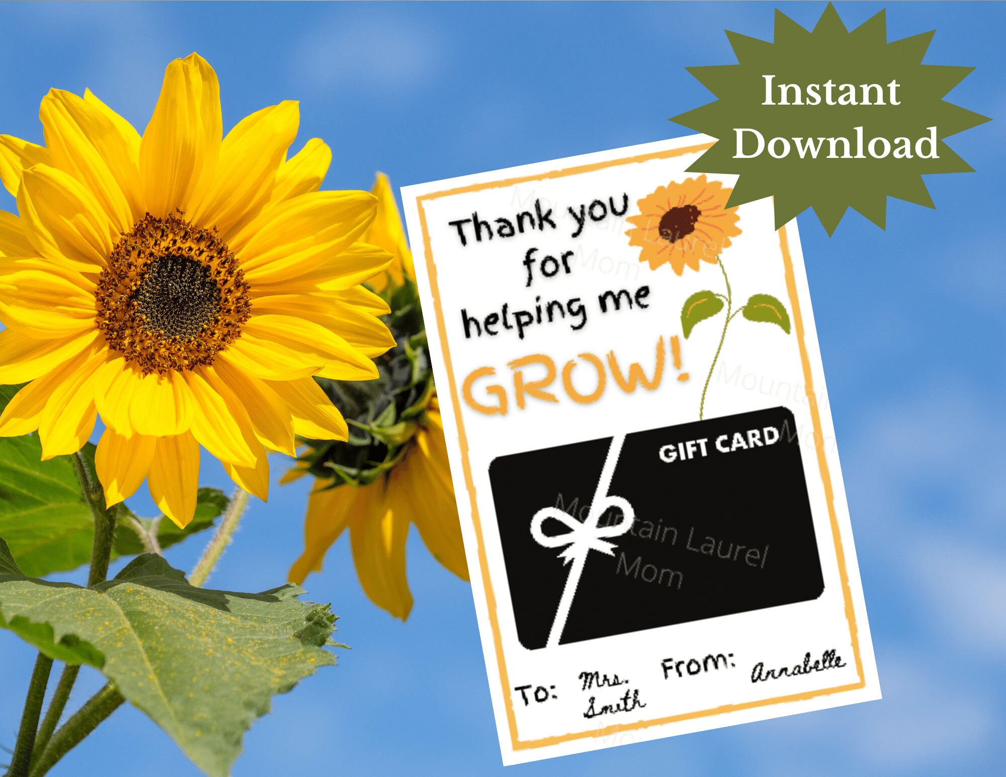 Printable Gift Card Holder, Teacher Thank You, Teacher Gift, Teacher ...