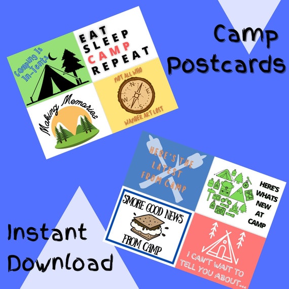 Summer Camp Printable Postcards Summer Camp Printable Post | Etsy