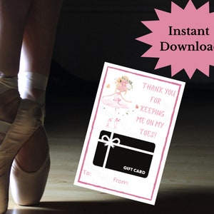 Dance Teacher Gift, Printable Gift Card Holder, Dance Teacher Thank You ...