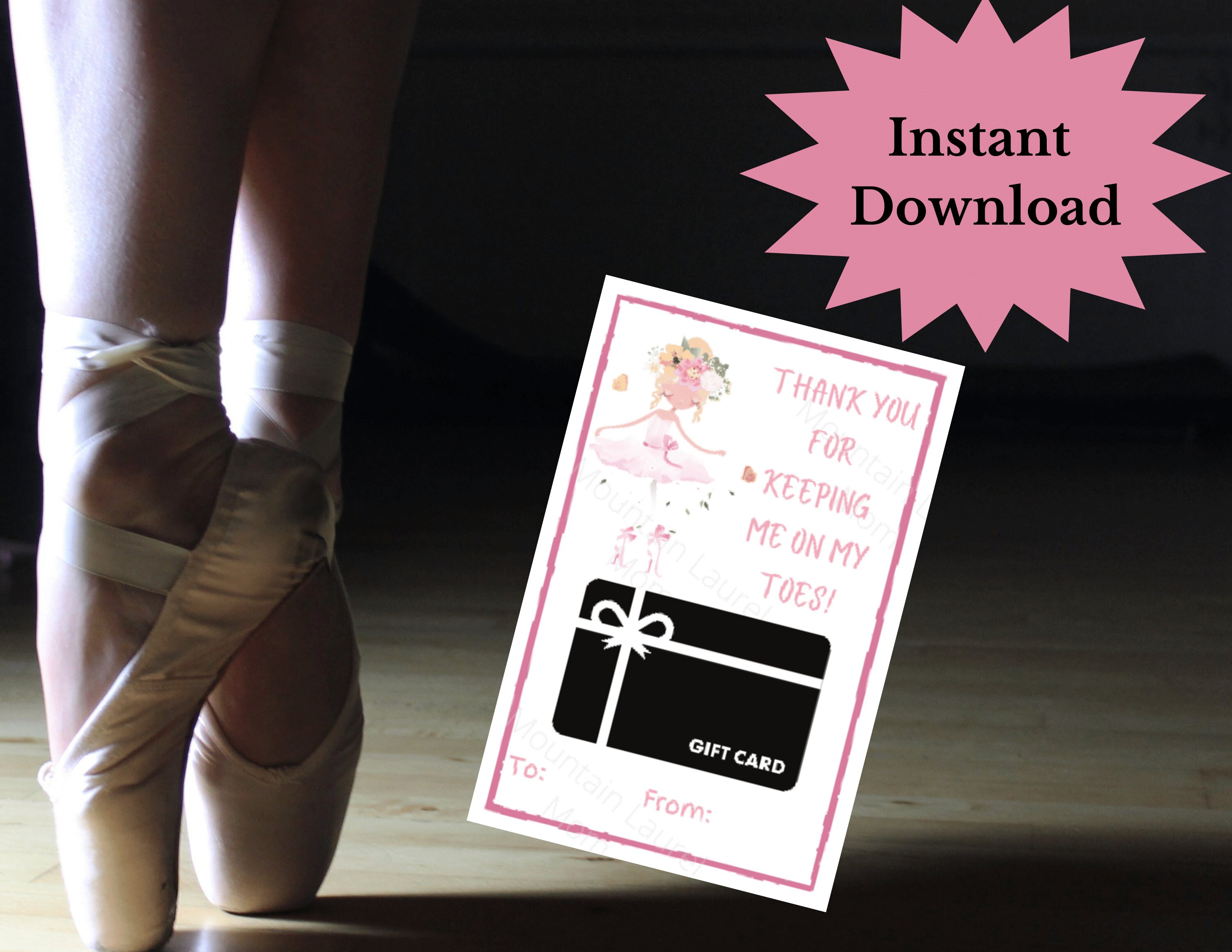 Dance Teacher Gift, Printable Gift Card Holder, Dance Teacher Thank You ...