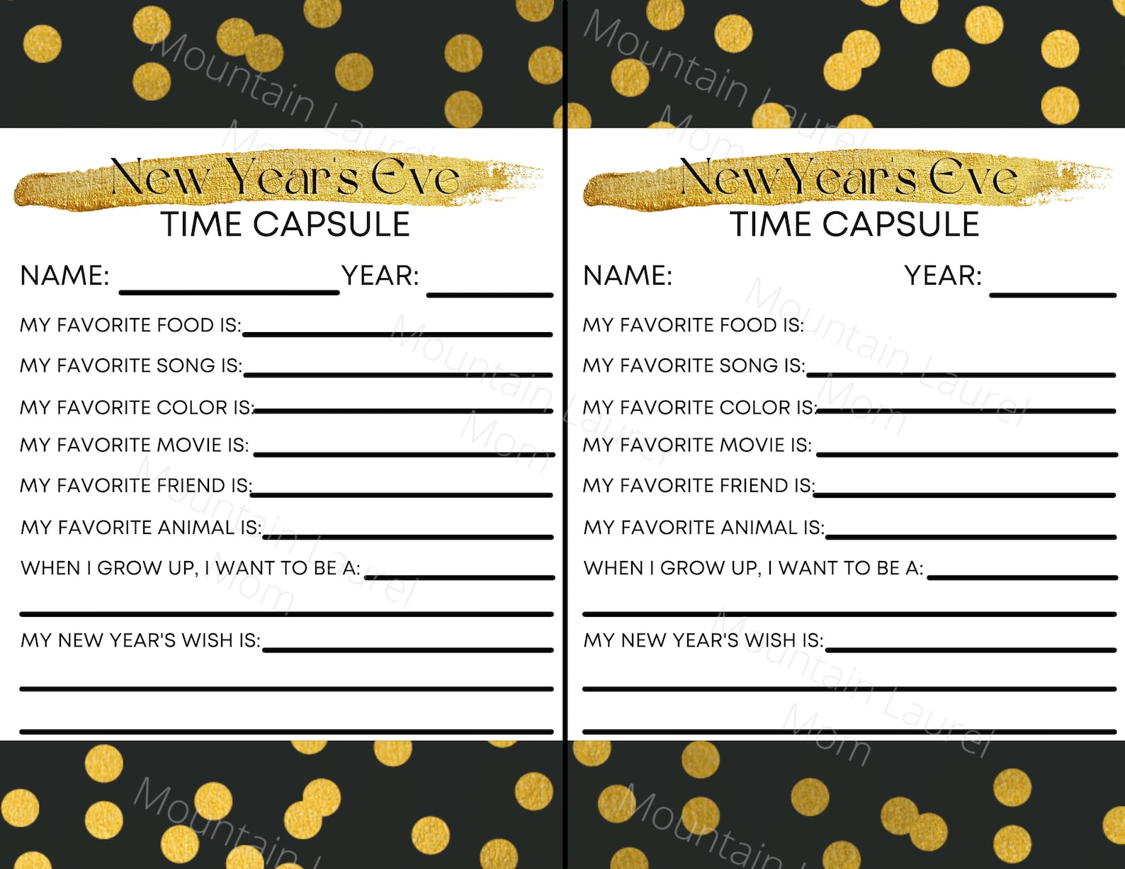 New Years Game, New Years Eve, New Years Printable, New Years Party ...