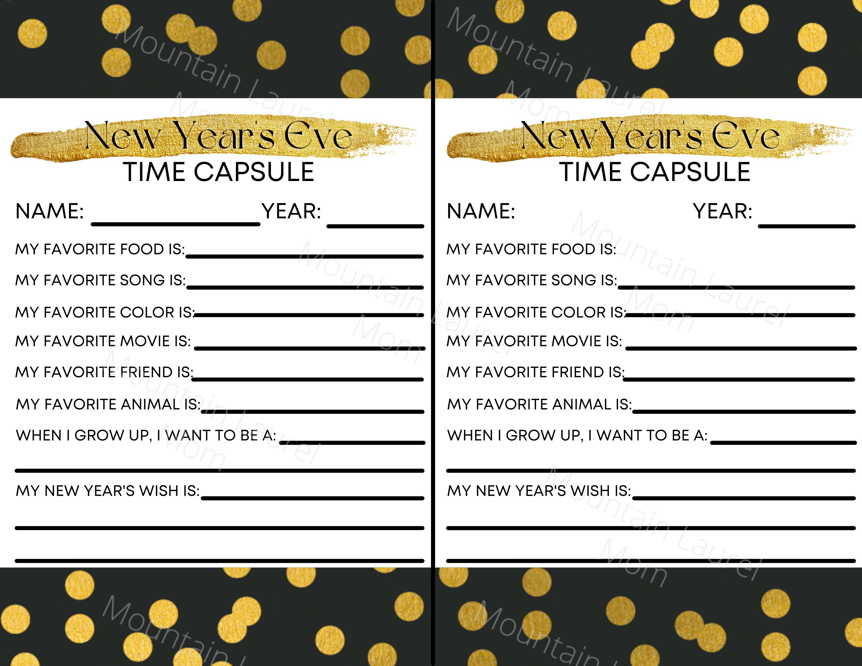 New Years Game, New Years Eve, New Years Printable, New Years Party ...