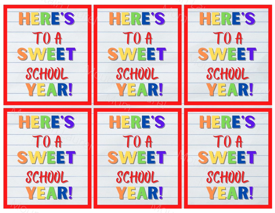 Back to School Gift Tag, Here's to a Sweet Year Favor Tag, Back to ...