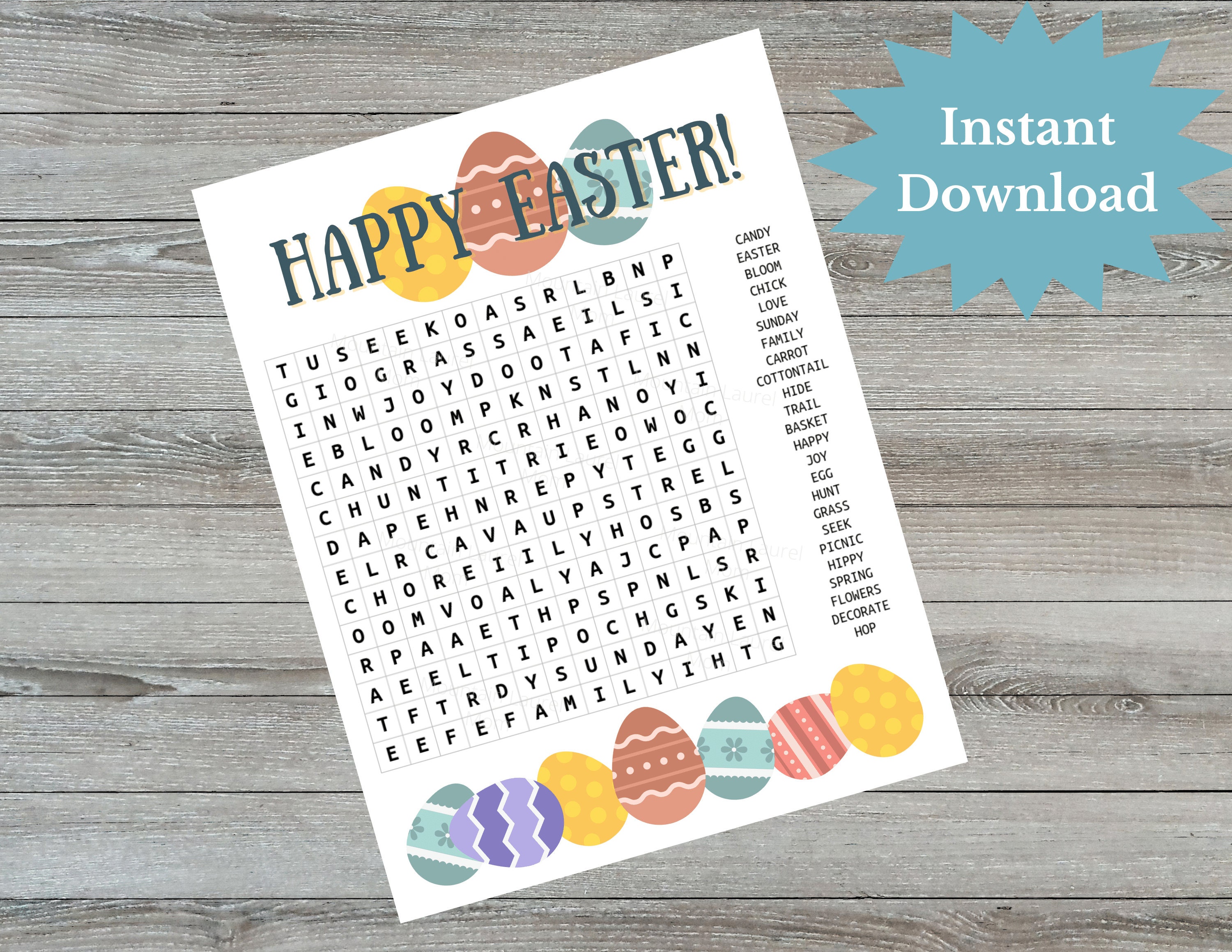 Easter Holiday Printable Word Search Activity Game, Printable Easter ...