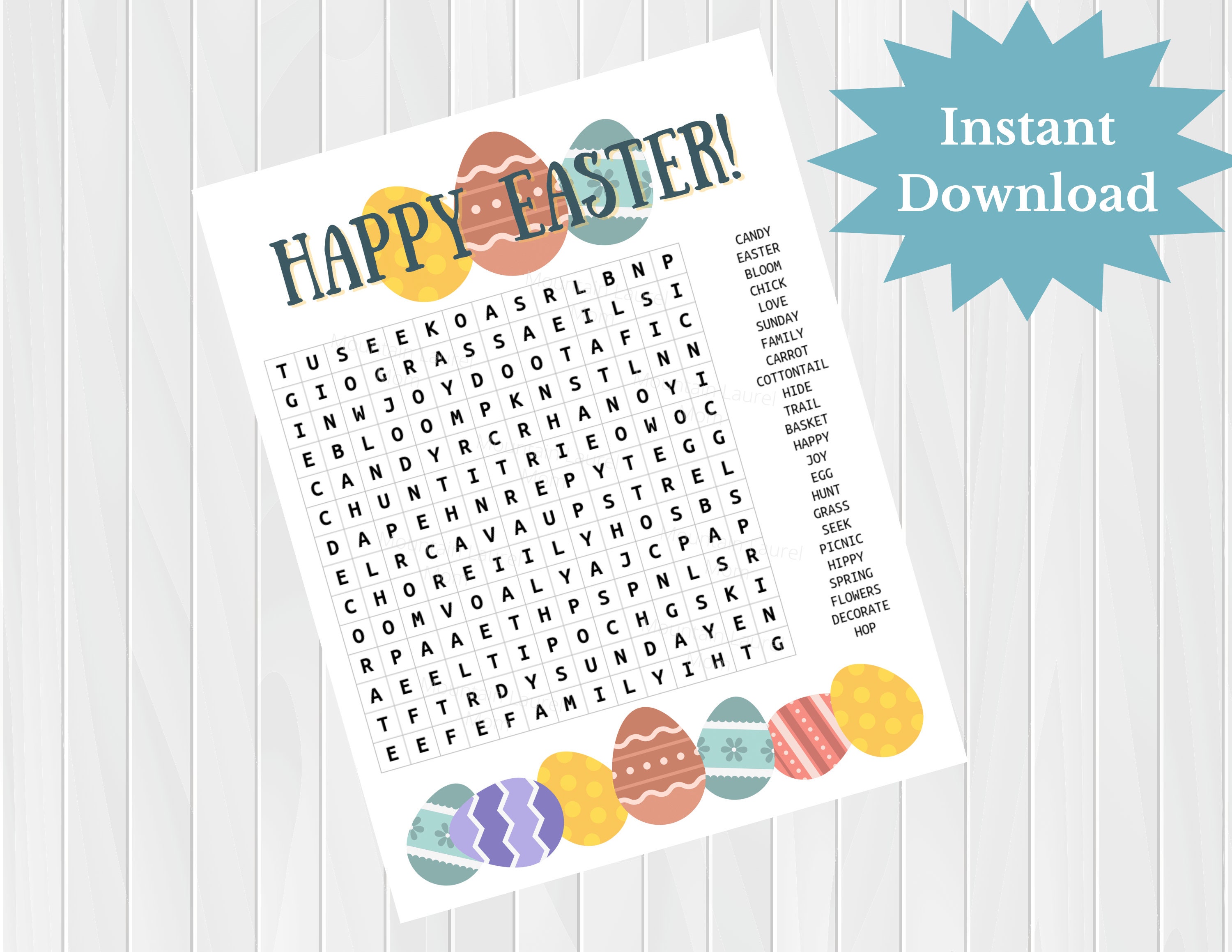 Easter Holiday Printable Word Search Activity Game, Printable Easter ...