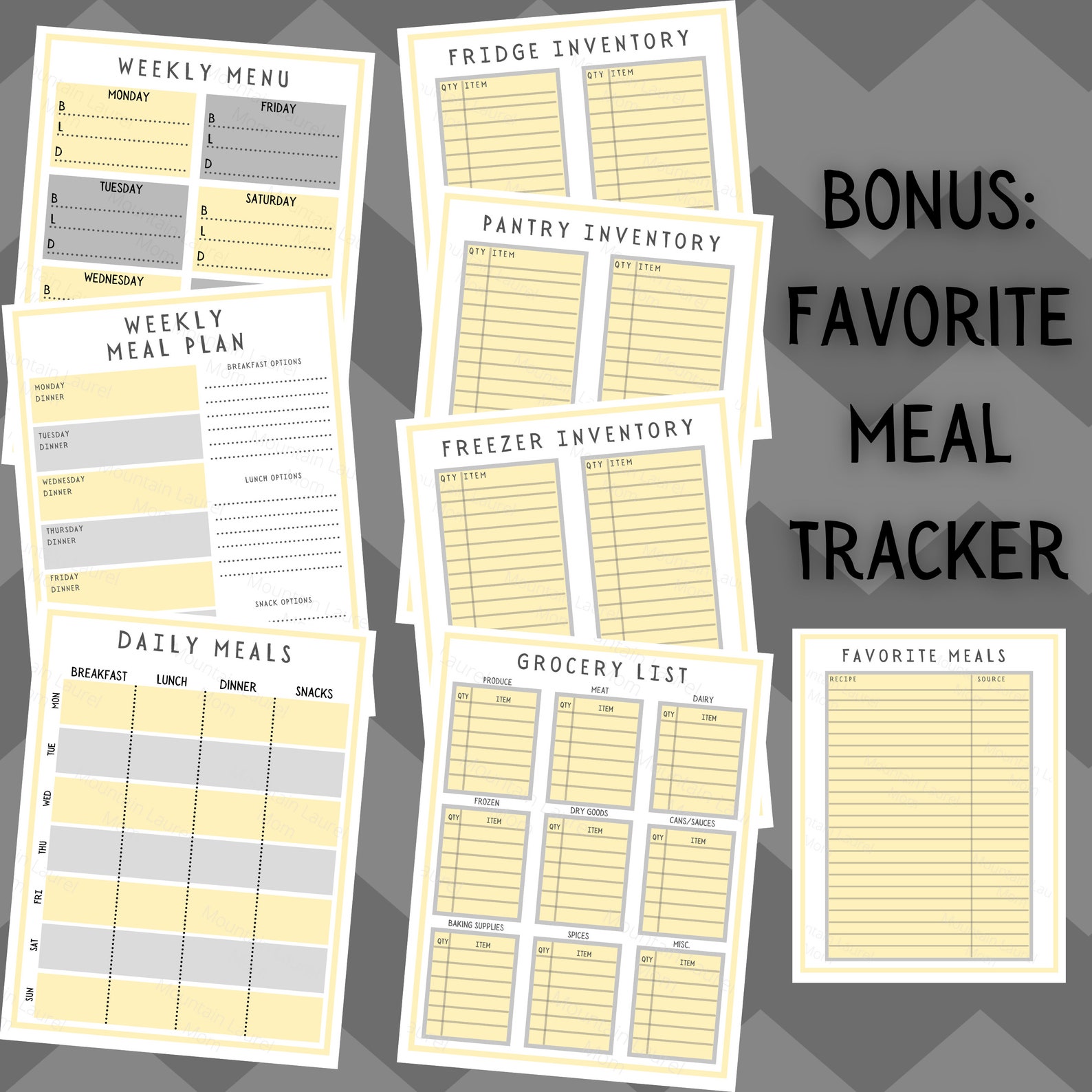 Meal Planning Bundle, Food Inventory, Weekly Meal Planner, Meal ...