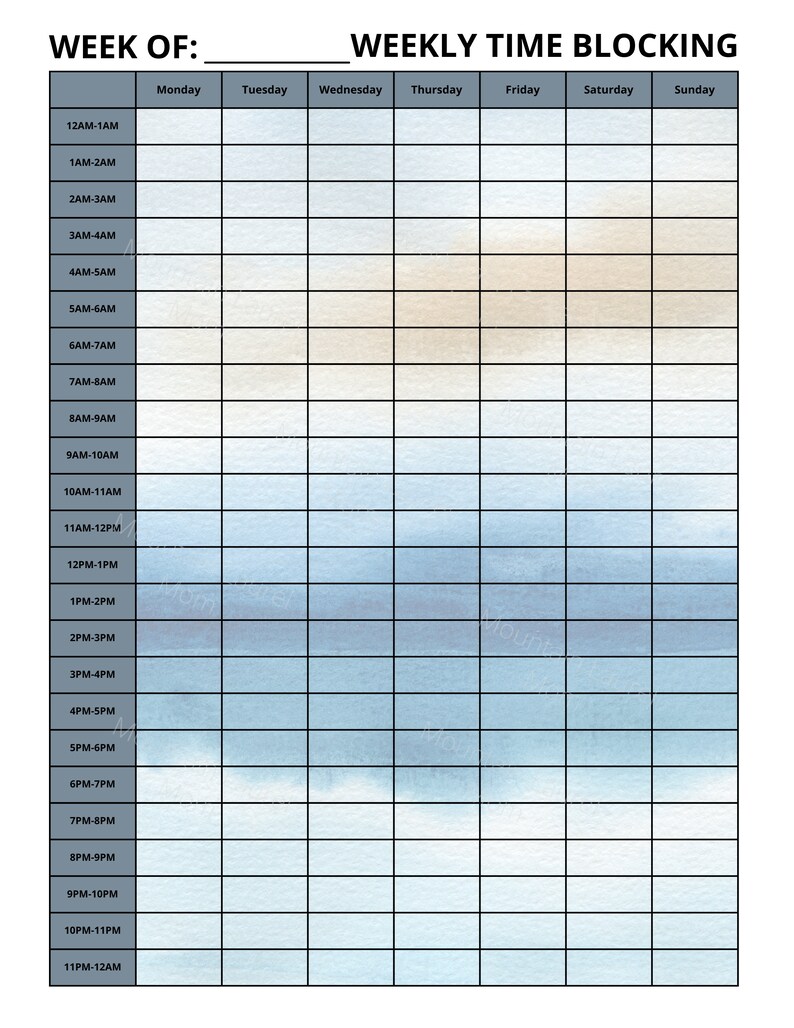 Weekly Time Blocking, Time Blocking, Weekly Schedule, Time Management ...