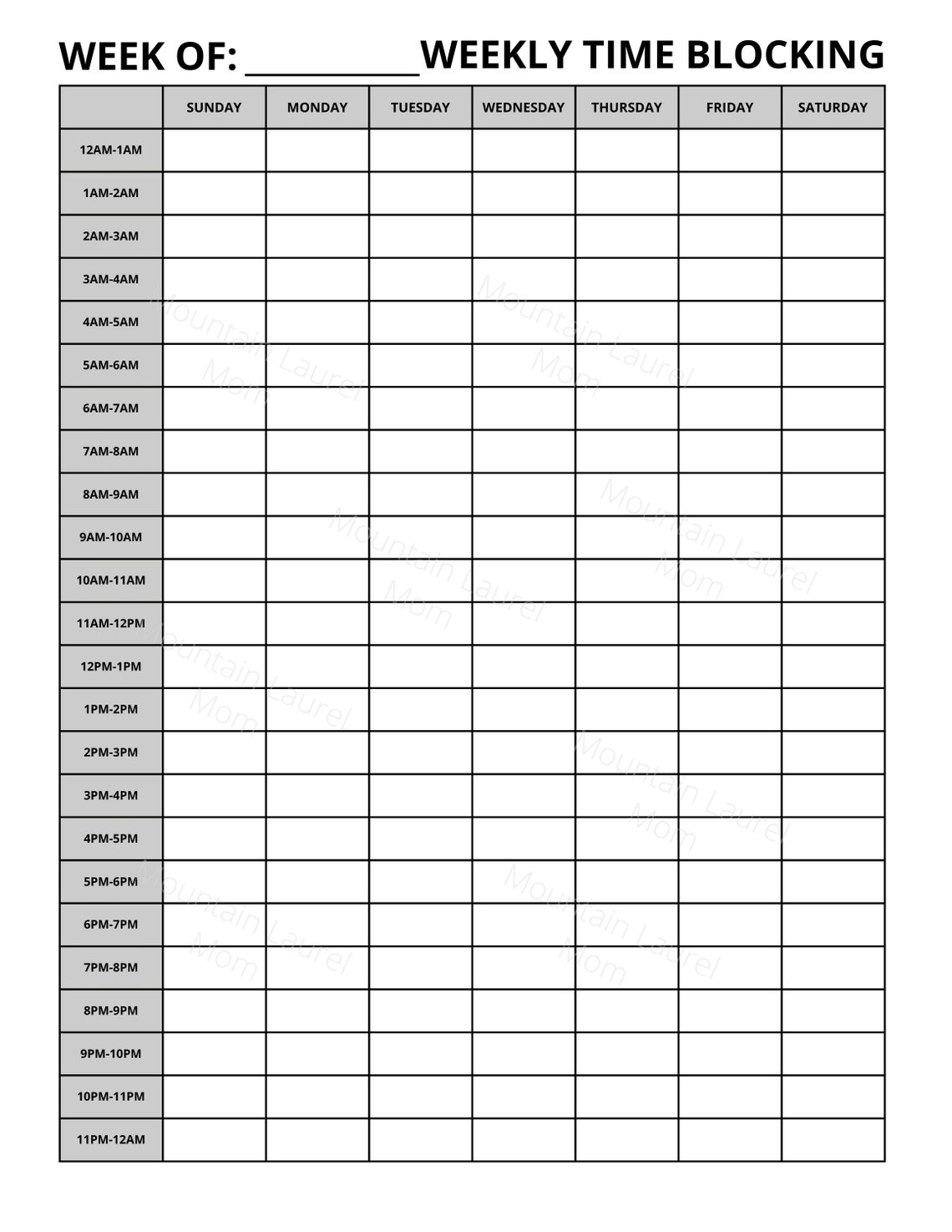 Weekly Time Blocking, Time Blocking, Weekly Schedule, Time Management ...
