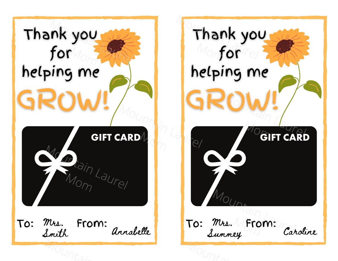 Printable Gift Card Holder, Teacher Thank You, Teacher Gift, Teacher ...