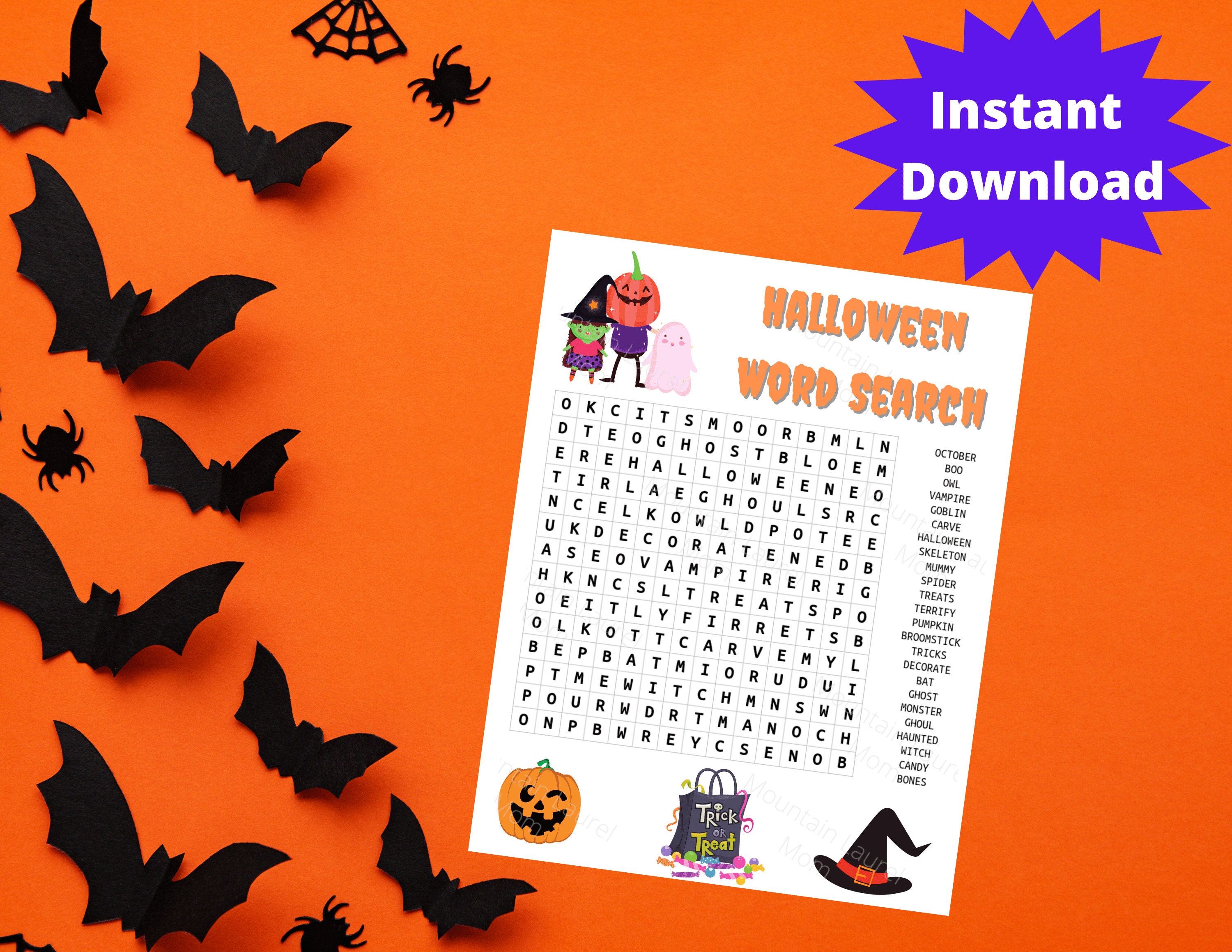 Halloween Word Search Printable Game Worksheet, Halloween Printable ...