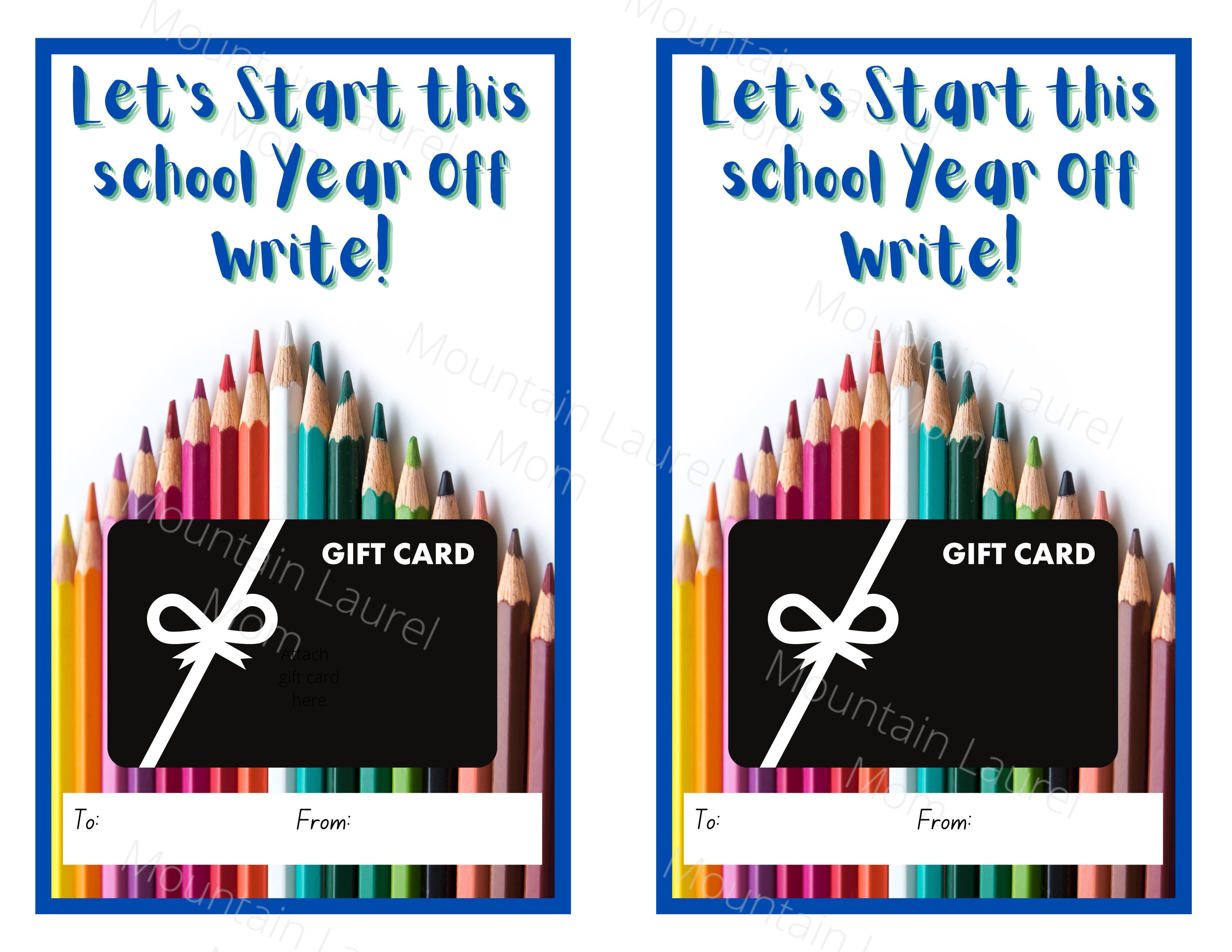 Back to School Printable, Back to School Gift, Printable Gift Card ...