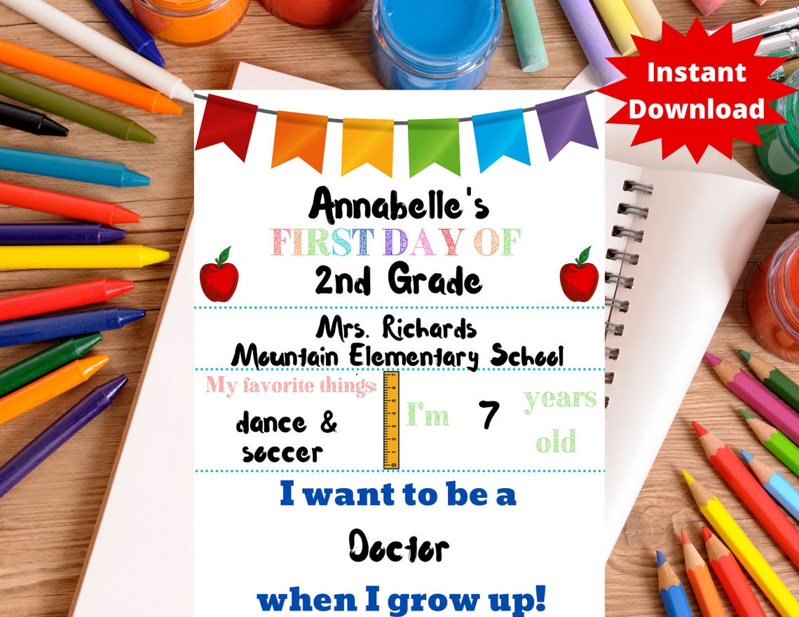 First Day of School Printable, Fill in the Blank Back to School ...