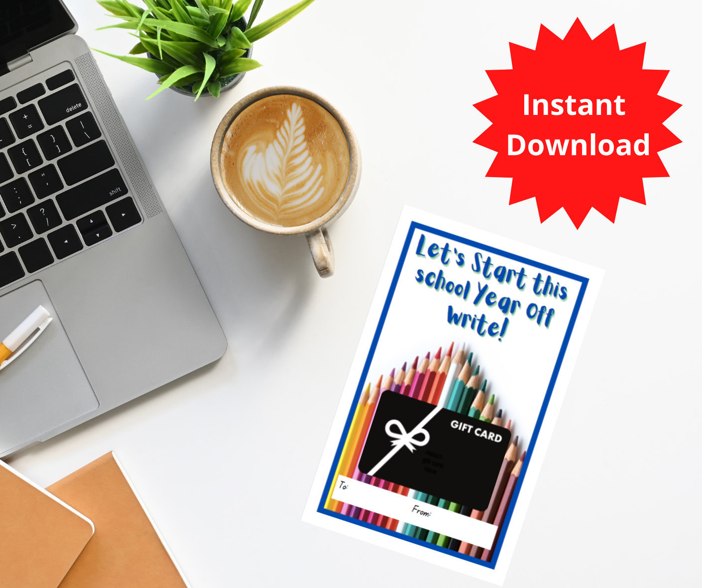 Back to School Printable, Back to School Gift, Printable Gift Card ...