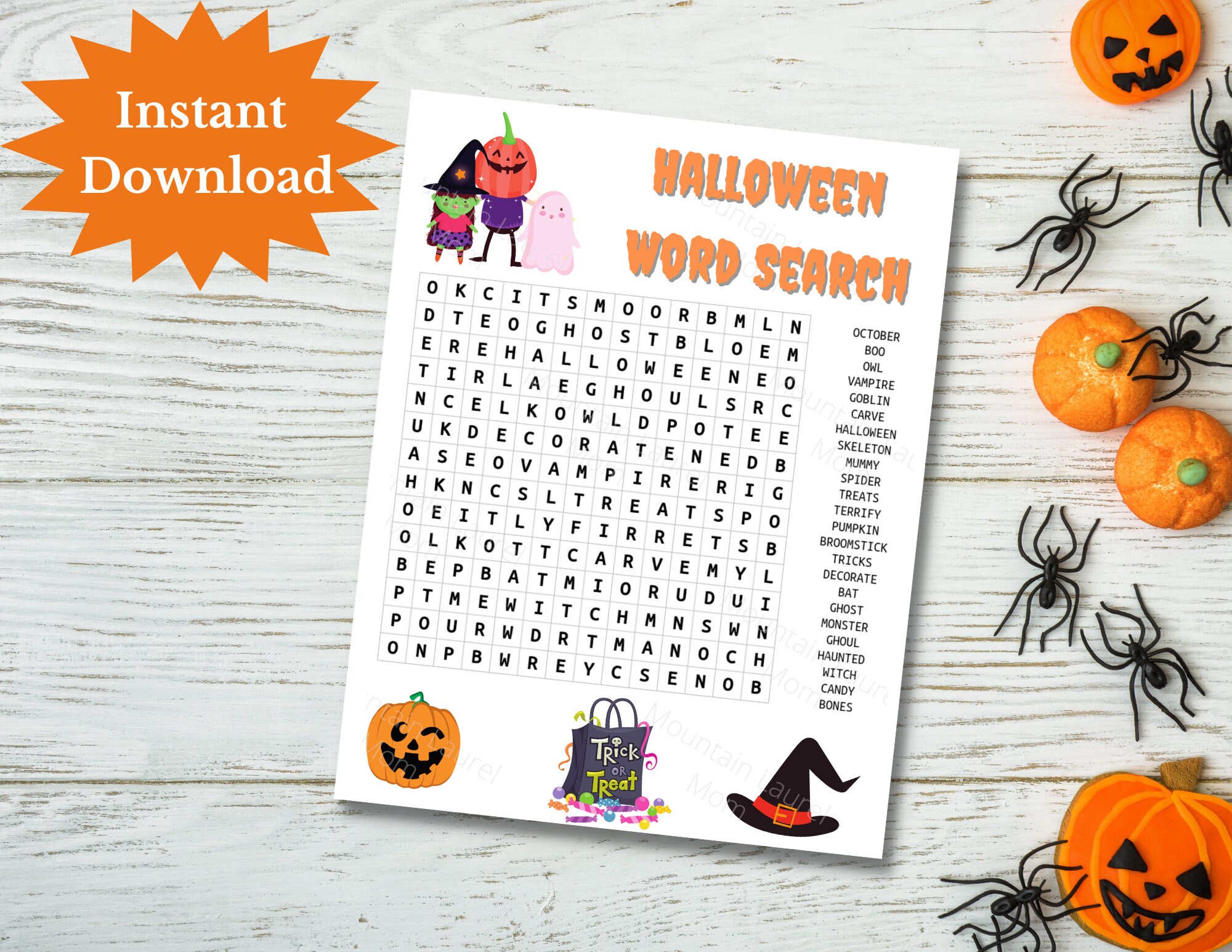 Halloween Word Search Printable Game Worksheet, Halloween Printable ...