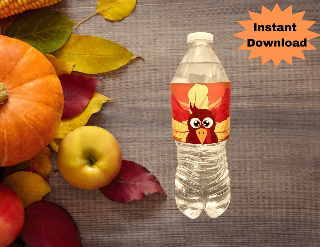Printable Thanksgiving, Water Bottle Labels, Thanksgiving Decoration ...