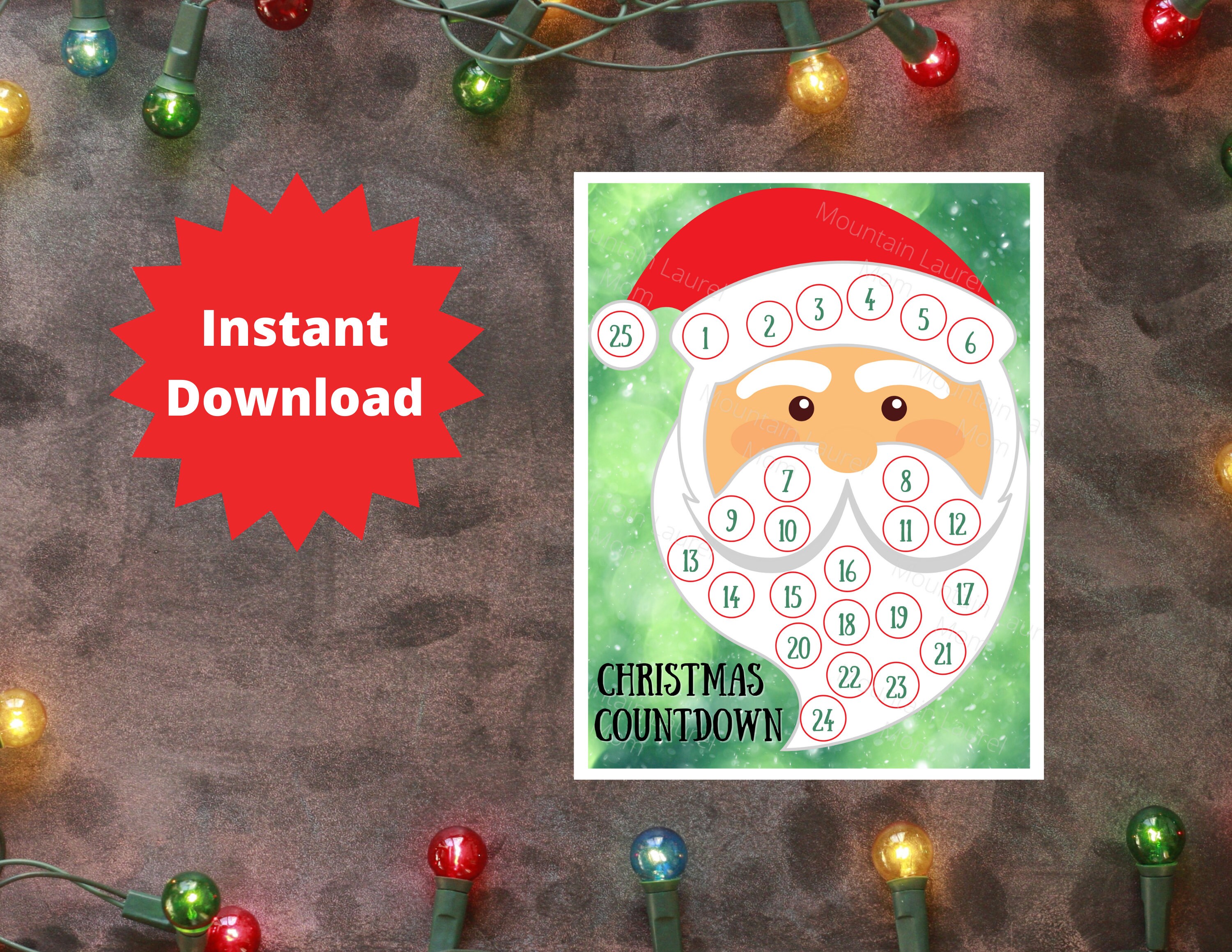 Christmas Countdown Santa Beard, Advent Calendar, Christmas Calendar ...