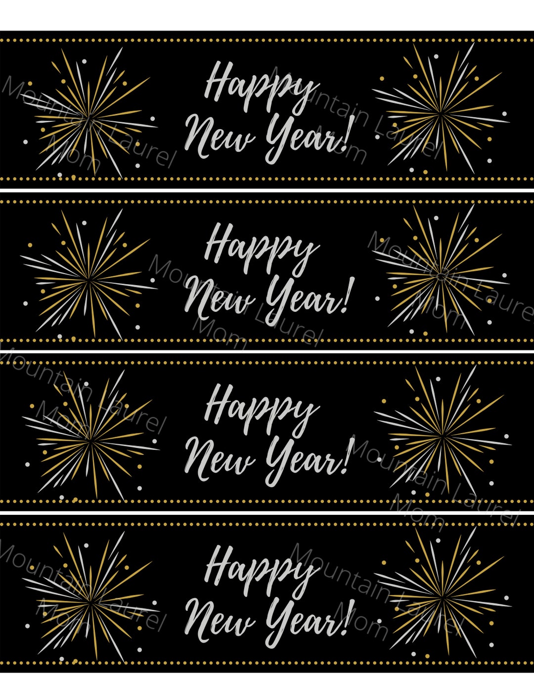 New Years Eve Water Bottle Label, Happy New Year, New Year's Party, NYE ...