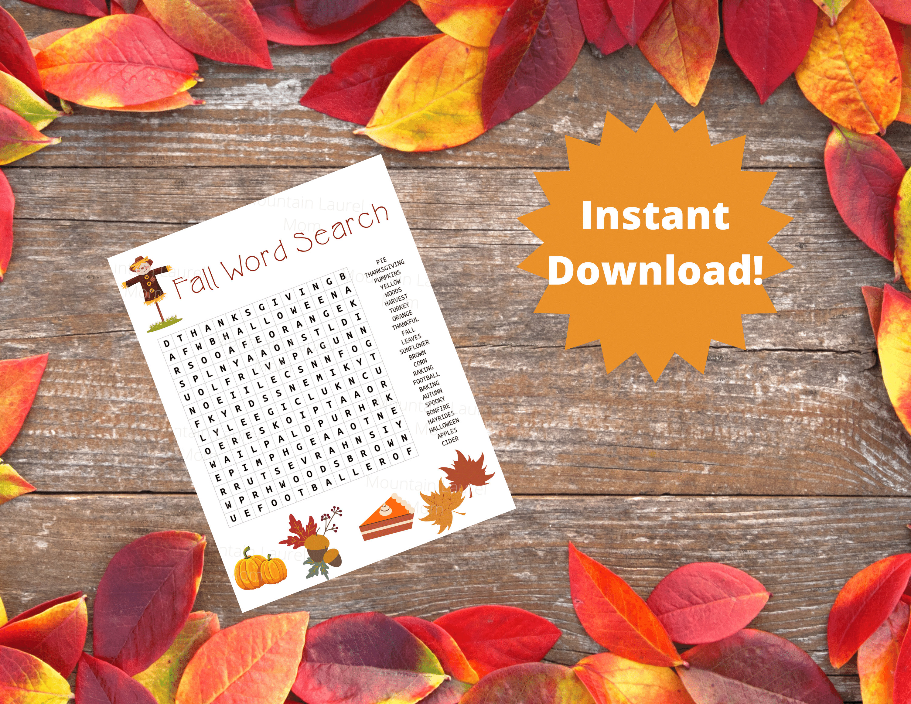 Fall Word Search, Fall Printable, Autumn Word Search, Fall Activities ...