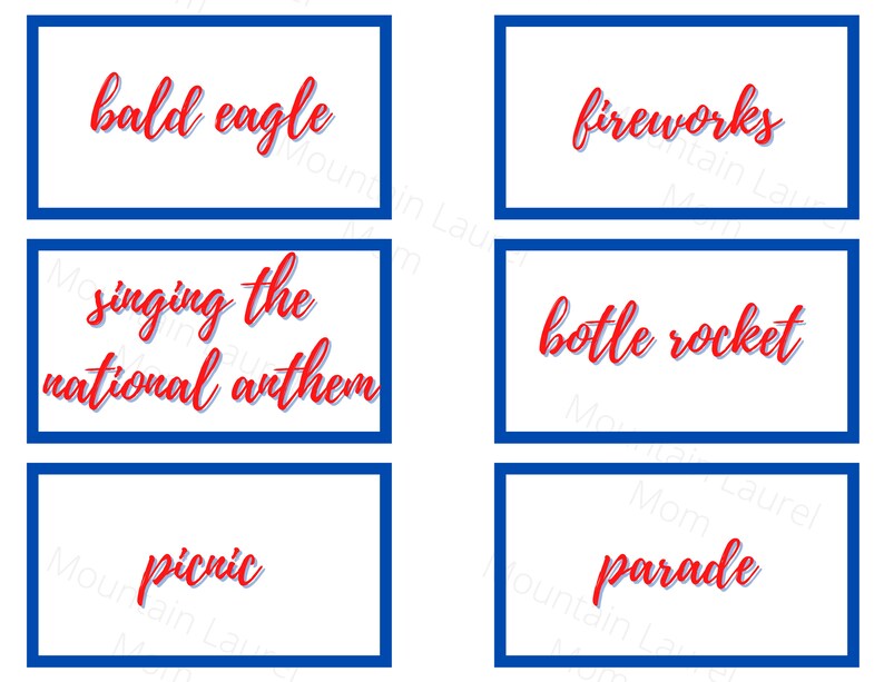 4th of July Charades, Independence Day Charades, 4th of July Game ...