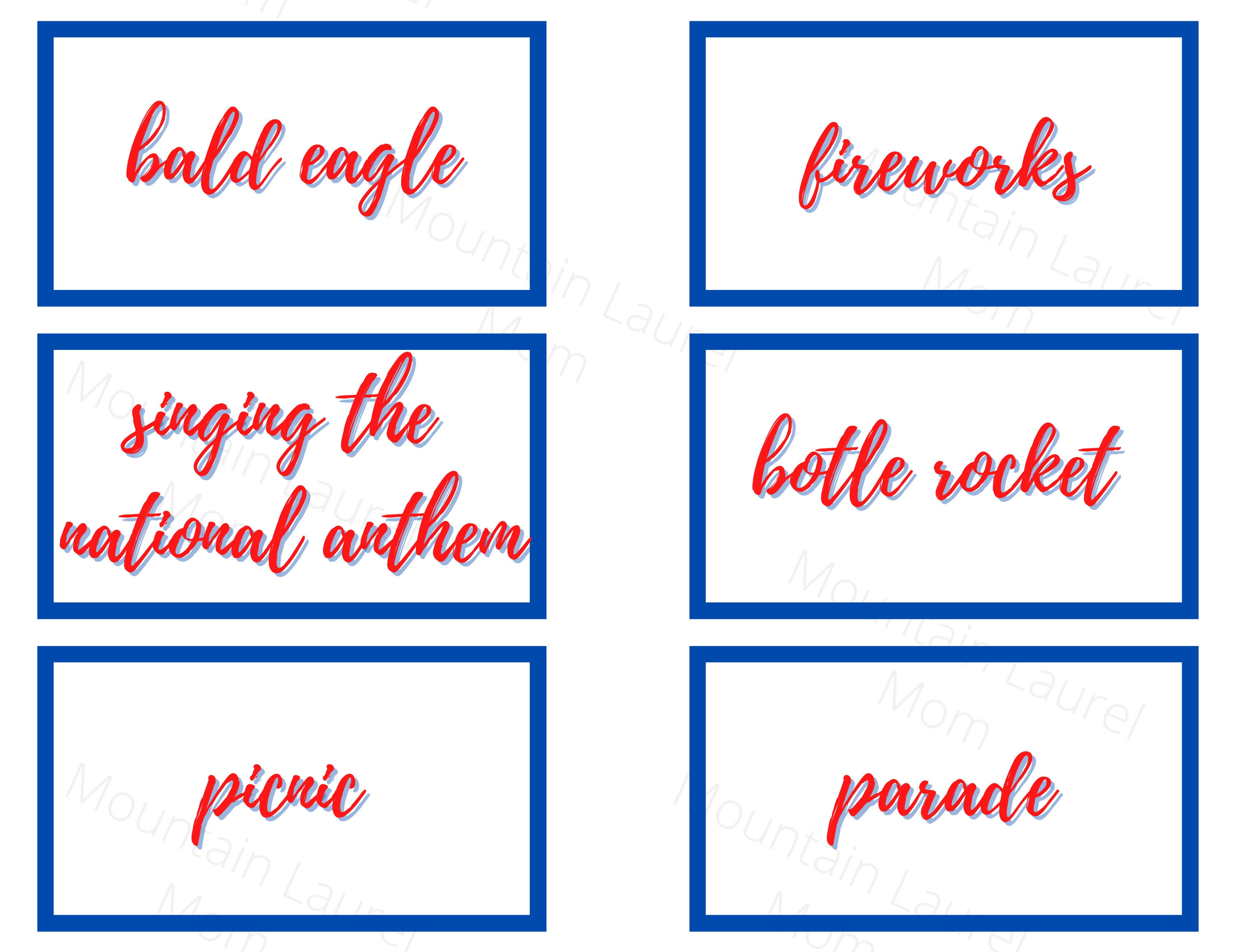 4th of July Charades, Independence Day Charades, 4th of July Game ...