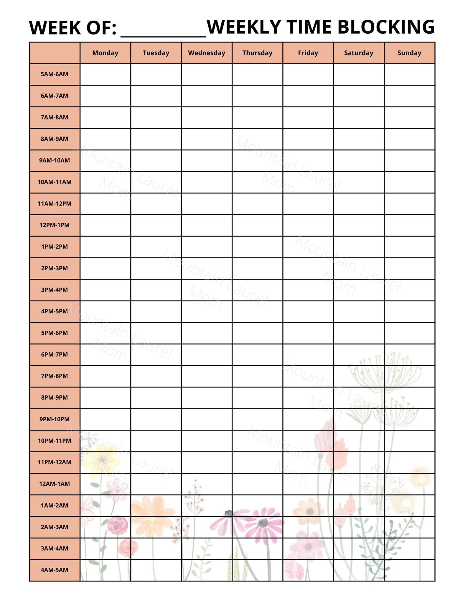 Weekly Time Blocking, Time Blocking, Weekly Schedule, Time Management ...