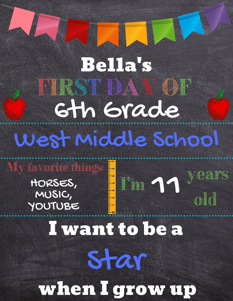 First Day of School Sign Printable Personalized 1st Day of - Etsy