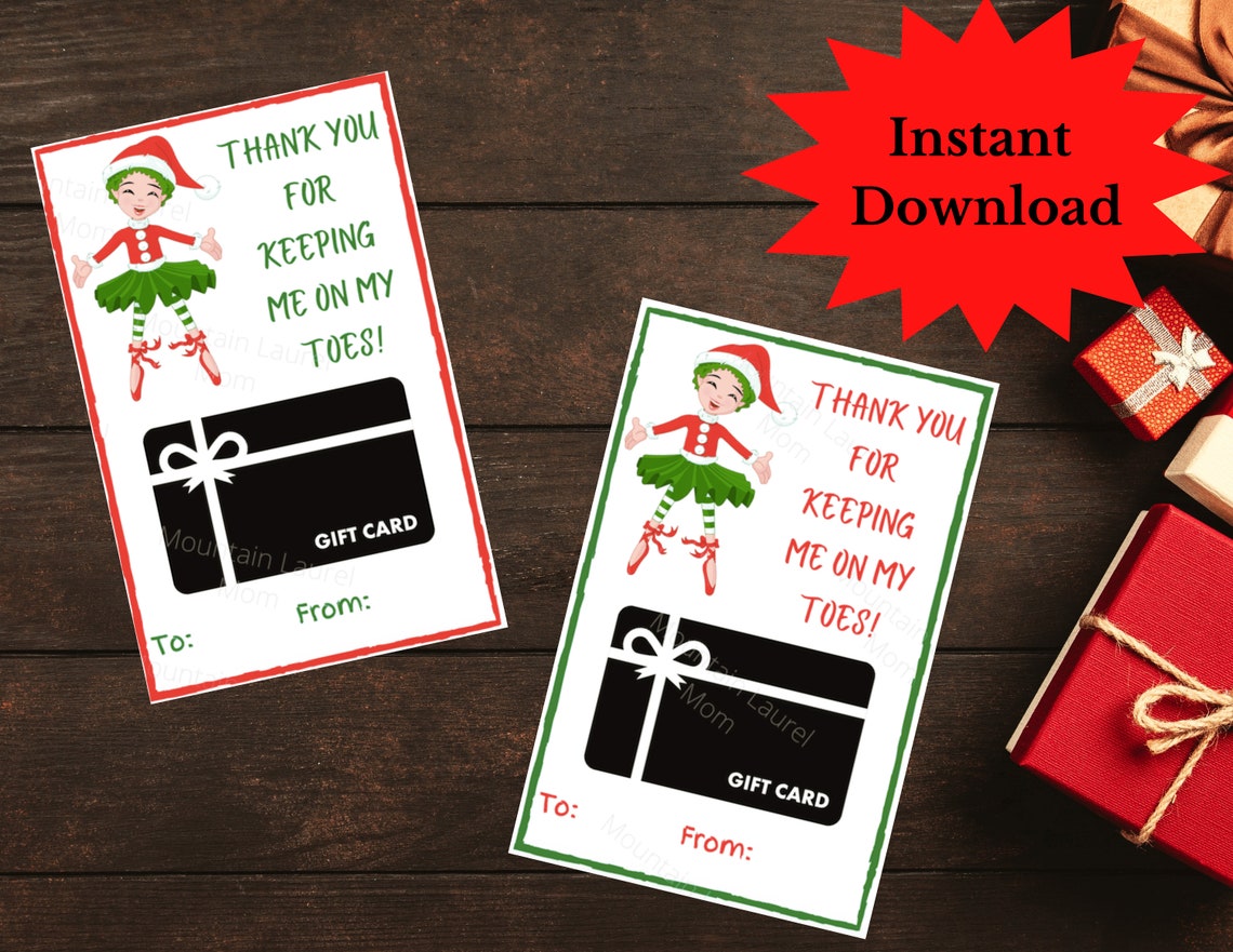 Dance Teacher Gift Printable Gift Card Holder Dance Teacher | Etsy