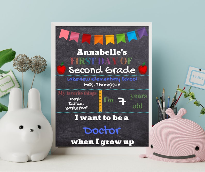 First Day of School Sign Printable Personalized 1st Day of - Etsy