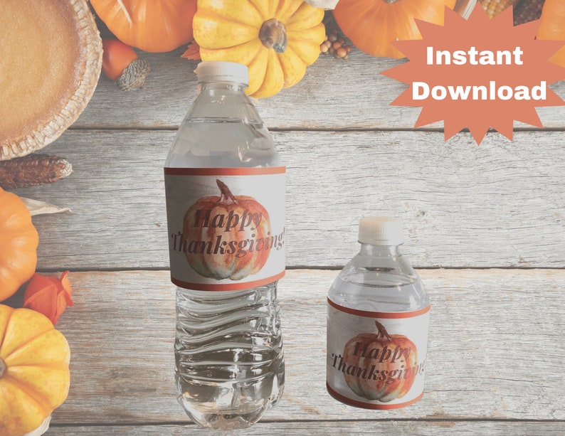 Printable Thanksgiving Water Bottle Labels Decoration, Thanksgiving ...